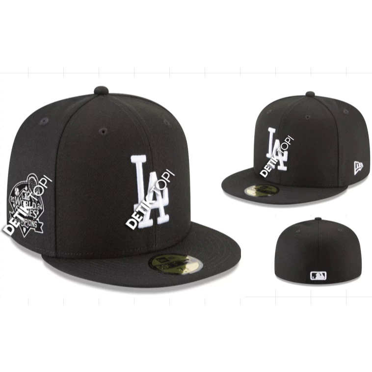 Jual Topi Snapback Fitted LA Los Angeles Dodgers Black White Side World ...