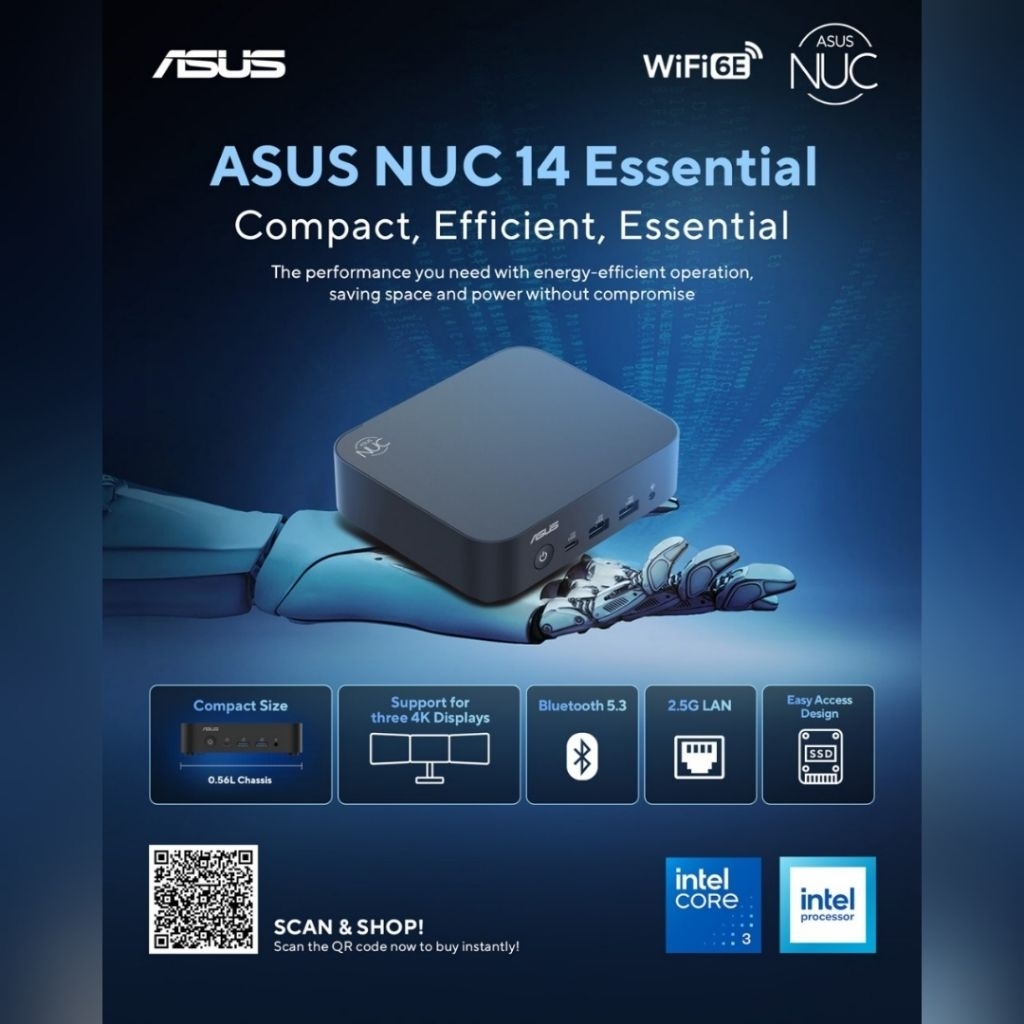 Jual ASUS NUC 14MNK35 - Core 3 BAREBONE ( NO SSD, NO MEMORY) | Shopee ...