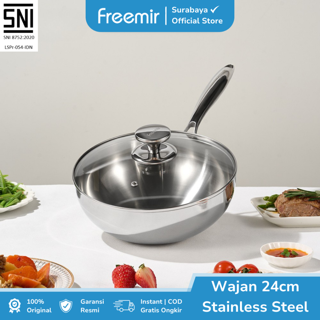 Jual freemir Stainless Steel Wajan Penggorengan Frying Pan 316 Baja Anti Karat 24cm Zero 0 ...
