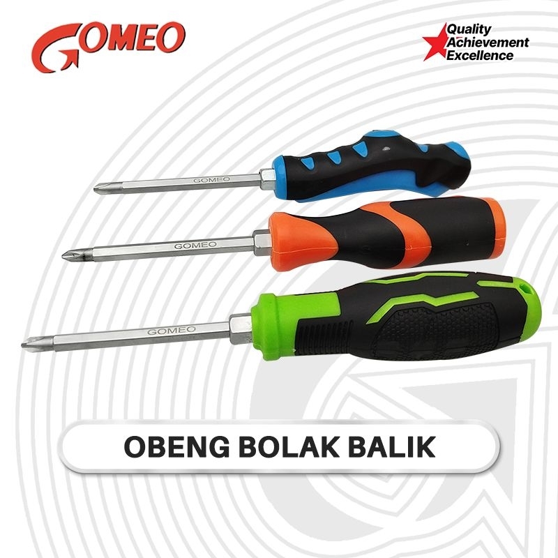 Jual GOMEO Obeng BB Bolak Balik Magnit Plus Minus Gagang Karet Obeng ...
