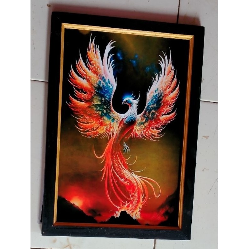 Jual hiasan dinding poster burung Phoenix plus bingkai ukuran 53*35 ...