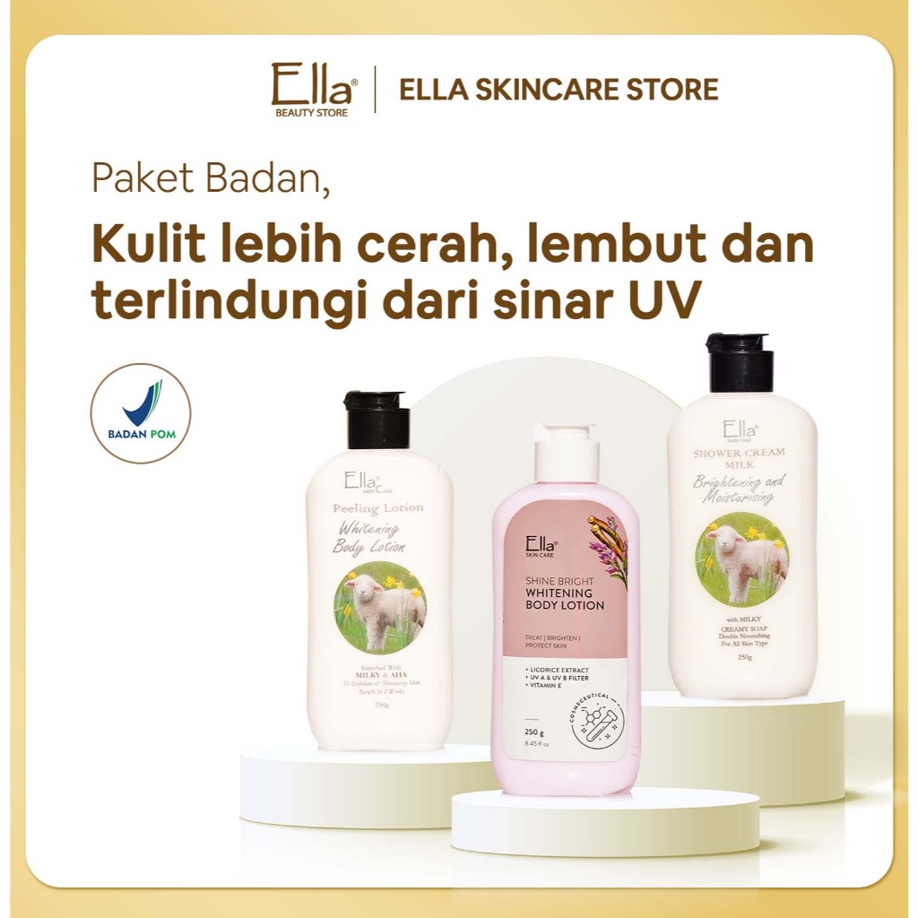 Jual Ella Skincare Paket Body Whitening with Vit E, Licorice Extract ...