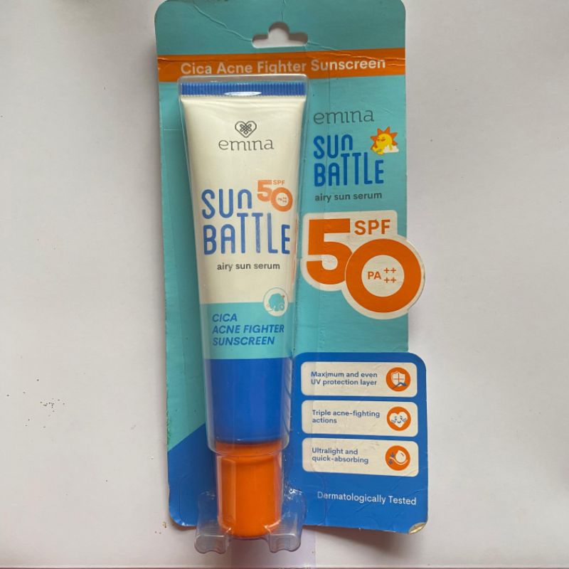 Jual [NEW] Emina Sun Battle Cica Acne Fighter Sunscreen SPF 50 PA ...