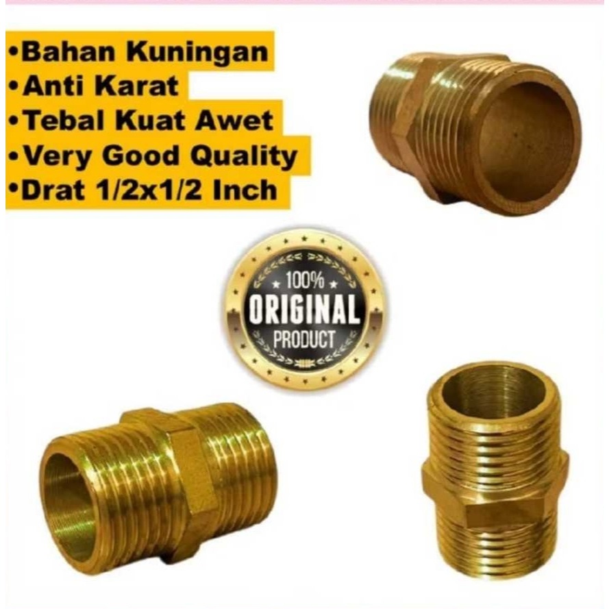 Jual Double Nepel Kuningan 1/2 inch Air Panas Double nipple Brass - Gold Mewah | Shopee Indonesia