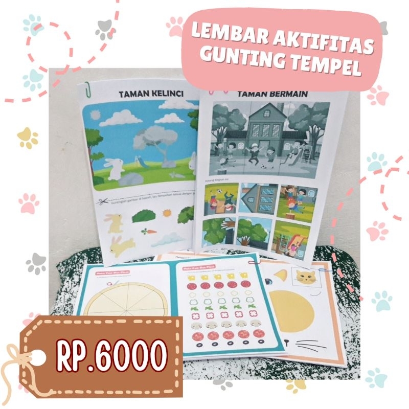Jual Lembar Aktifitas Menggunting dan Menempel Mainan Edukasi Anak ...