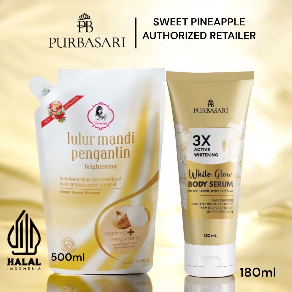 Jual PURBASARI PAKET GLOWING BODY SERUM 180ml + LULUR PENGANTIN 500ml ...
