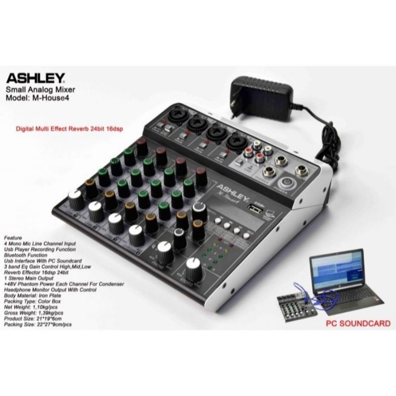 Jual Mixer 4 Channel Audio Mixer Ashley M House 4 Original | Shopee Indonesia