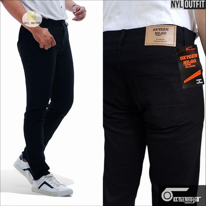 Jual Celana Jeans Hitam Pria Jeans Panjang Pensil Skinny Semi Slim Fit ...