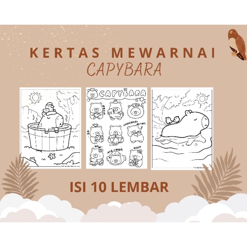 Jual CAPYBARA KERTAS MEWARNAI/COLORING PAPER / BELAJAR MEWARNAI SIZE A5 ...