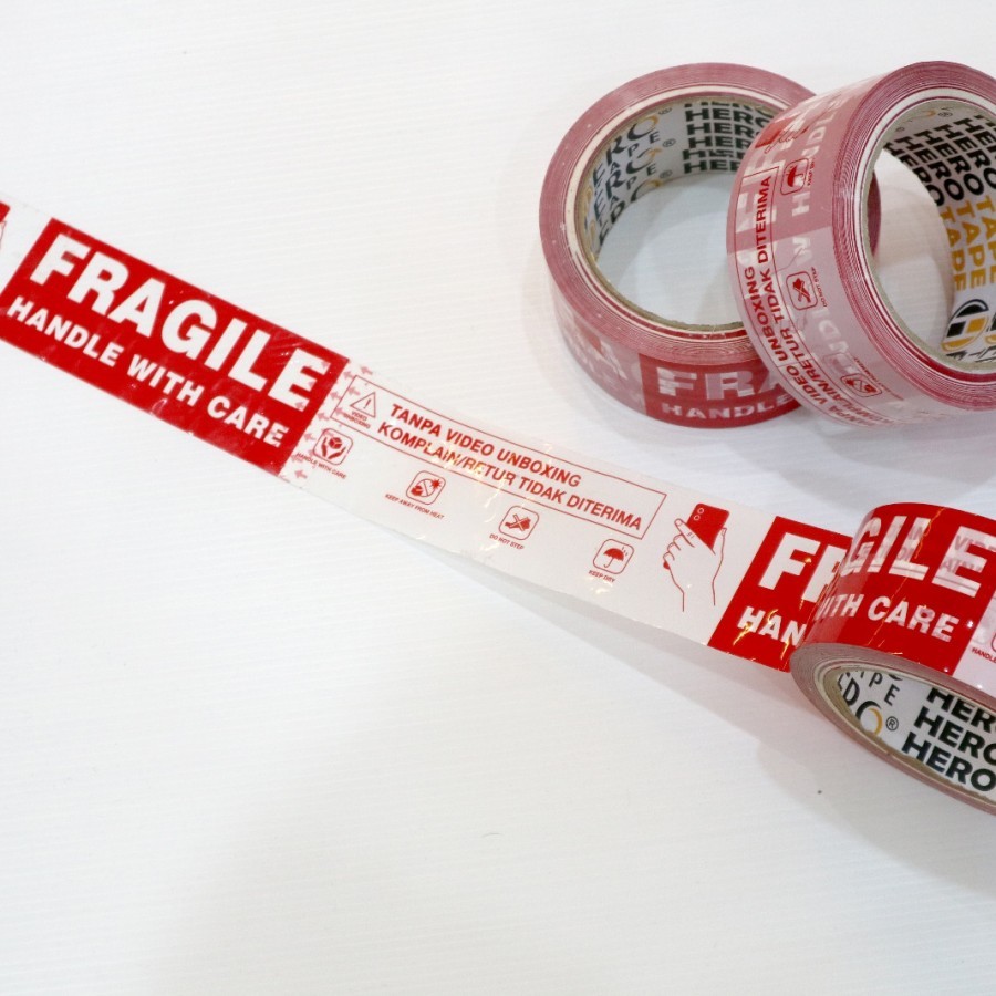 Jual Lakban fragile merah putih isolasi jangan di banting seal tape ...