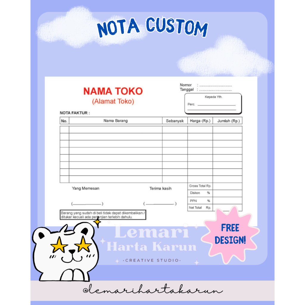 Jual NOTA FAKTUR KWITANSI USAHA TOKO LAUNDRY CUSTOM | Shopee Indonesia