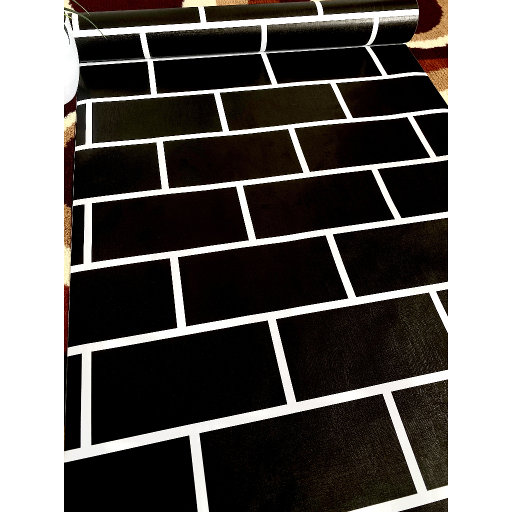 Jual Wallpaper Stiker Dinding Motif Bata Hitam 4M Elegan Cocok Untuk ...