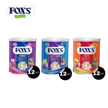 Jual ( Dus / 12 Kaleng ) Permen FOX'S Tin Crystal Clear Candy Sparkling ...