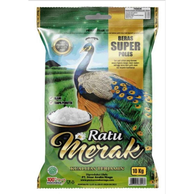 Jual Beras Ratu Merak 10kg | Beras Super Poles | Premium Halal | Shopee ...