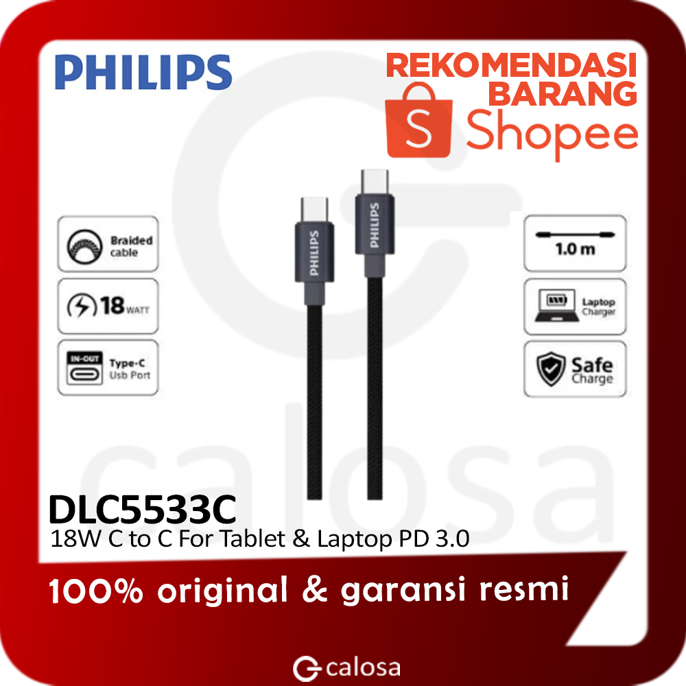 Jual Philips DLC5533C /DLC 5533 Black 18W C to C For Tablet & Laptop PD ...
