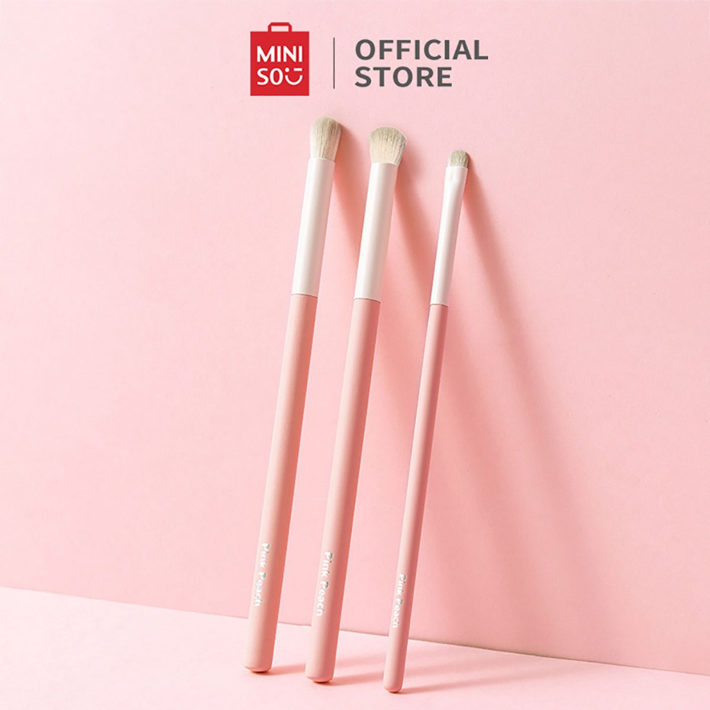 Jual Miniso Eyeshadow Brushes Peach Pink Series Eyeshadow Brushes Set 3 ...