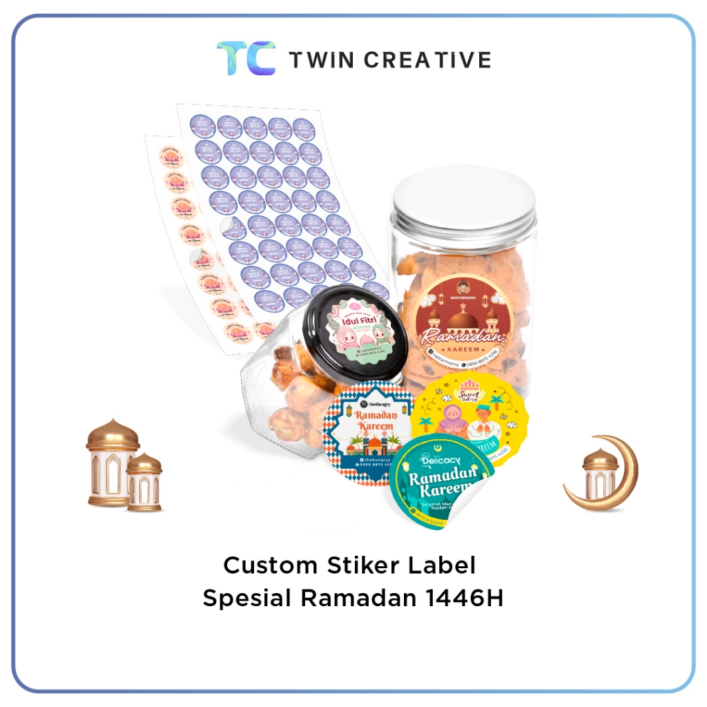 Jual Custom Sticker Label Toples Kue Stiker Kue Lebaran Usaha Kue Bulan ...