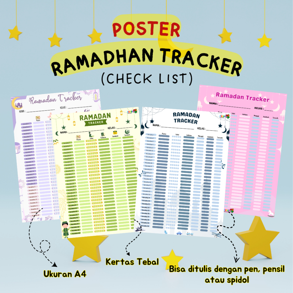 Jual POSTER A4 RAMADHAN TRACKER - RAMADHAN CHECKLIST - Checklist ...