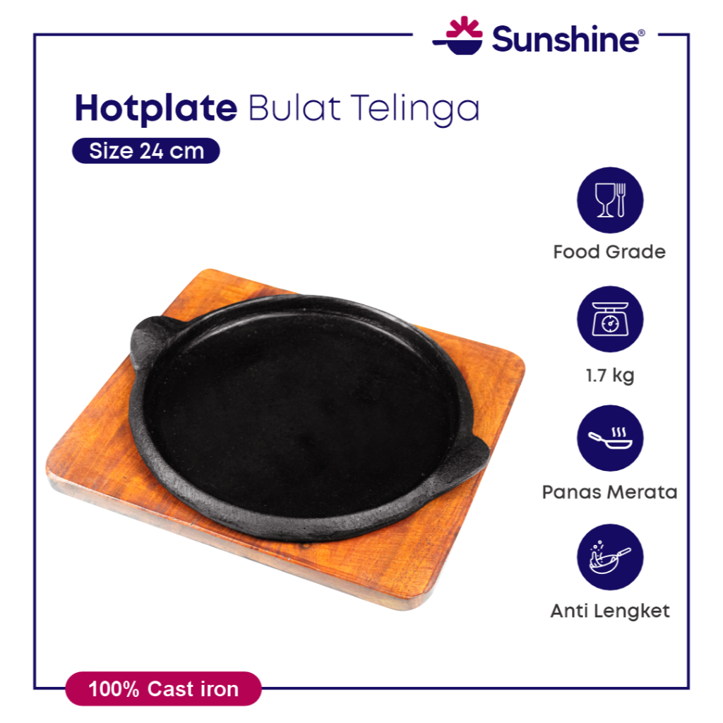 Jual Cast Iron Hot Plate Steak / Piring Bulat Telinga (24 cm) | Shopee ...
