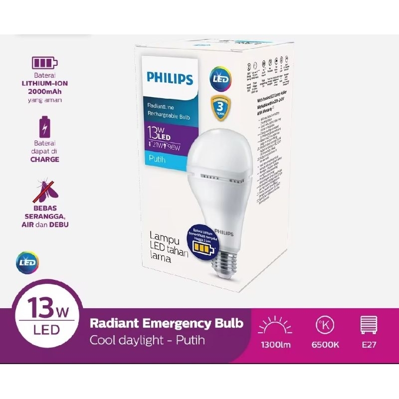 Jual Lampu LED Philips Radiantline Rechargeable 8,11,13 Watt Emergency | Shopee Indonesia