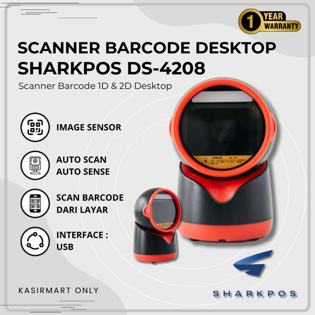 Jual Scanner Barcode 2D Sharkpos DS4208 USB DS 4208 DS-4208 Barcode ...