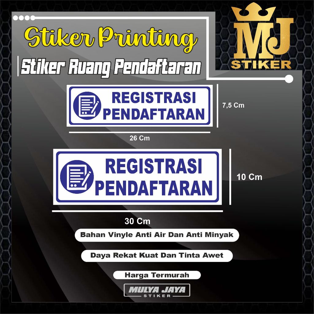 Jual PROMO Mulya Jaya Stiker Ruang Registrasi / Stiker Pendaftaran ...