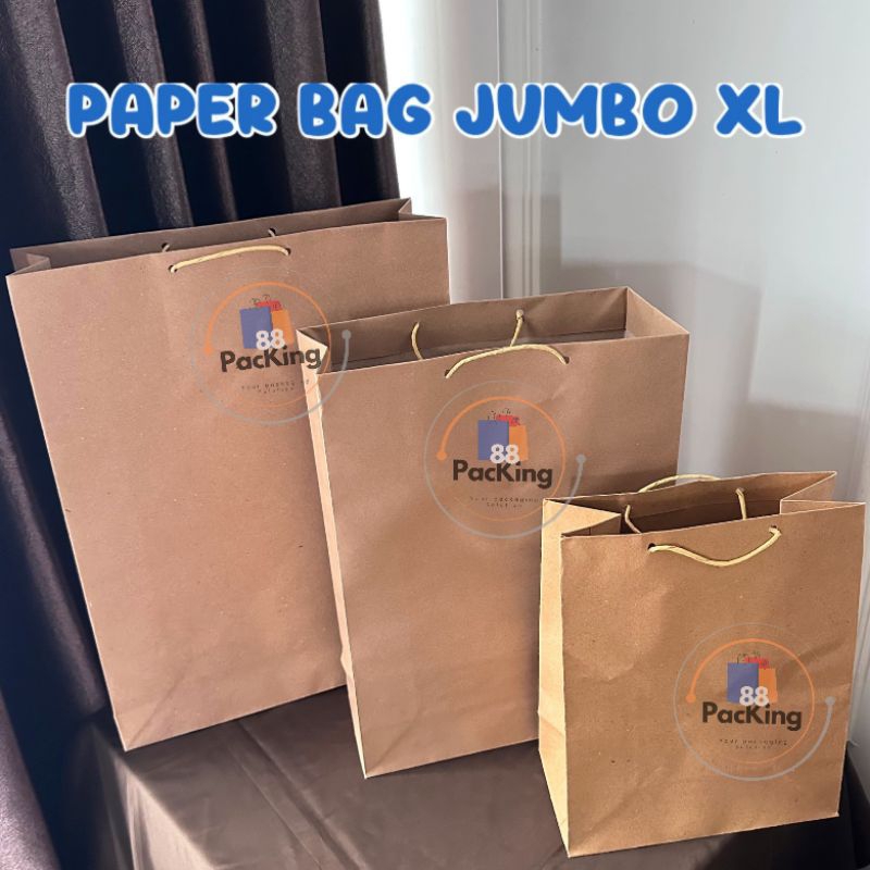 Jual paper bag jumbo paperbag coklat tas kertas souvenir hampers ...
