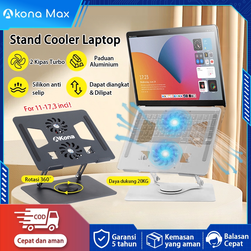 Jual Akona Stand Laptop Rotasi 360° Aluminium Lipat Portable Paduan Cooling Pad Laptop 2 Kipas ...