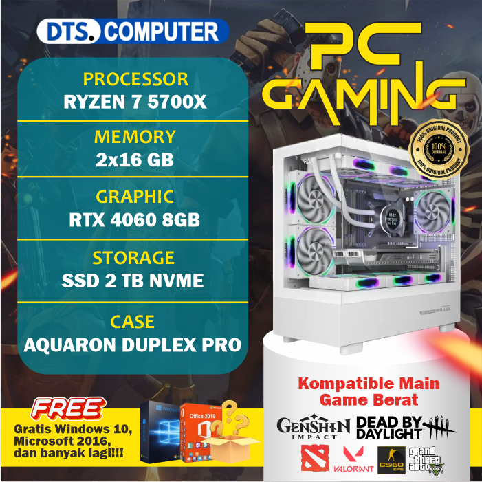 Jual PC Gaming | Ryzen 7 5700X | RTX 4070 Super 12GB | 32GB RAM | 2TB NVME | Shopee Indonesia