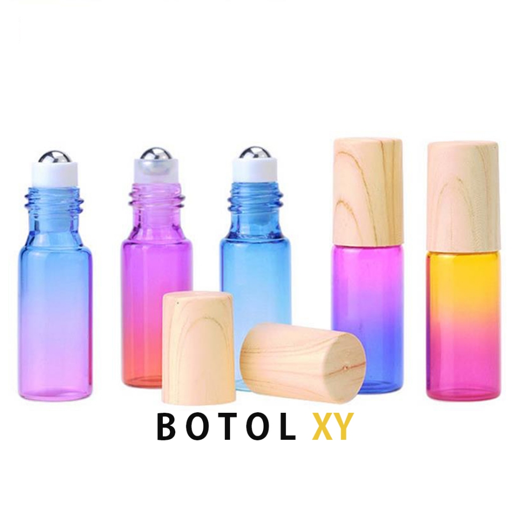 Jual Botol Parfum Roll On 5ml 10ml - Kaca Tebal Warna Warni Tutup Kayu ...