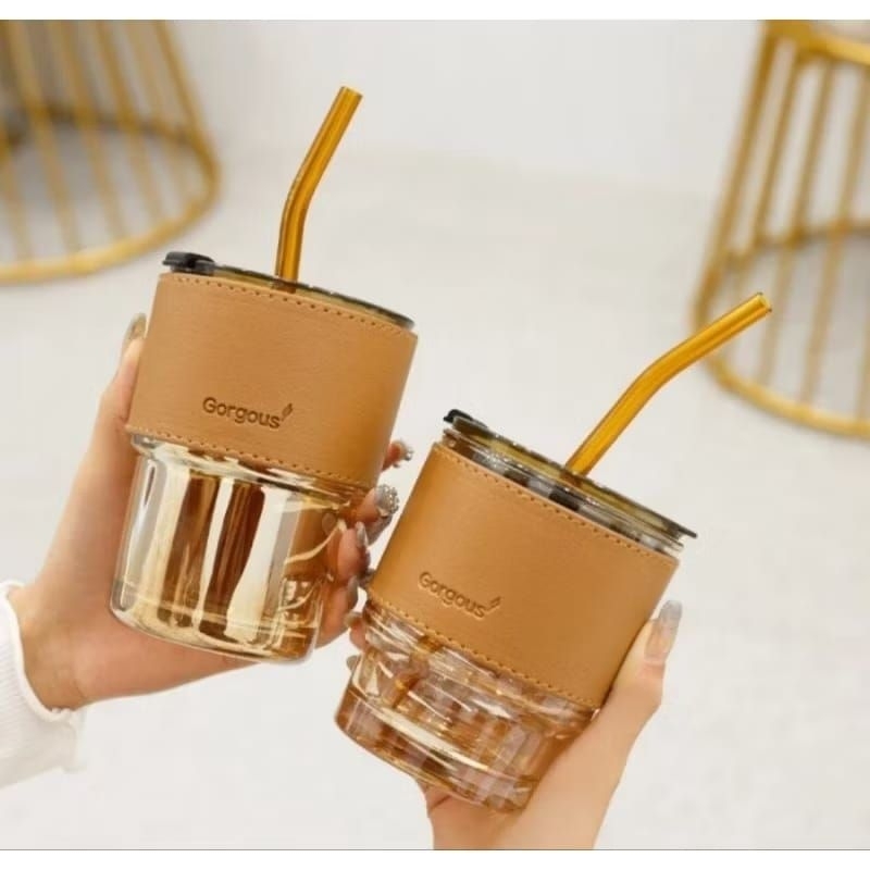 Jual Tumblr Gelas Kaca Georgous 400ml Sedotan dan Tutup Gelas Kopi ...