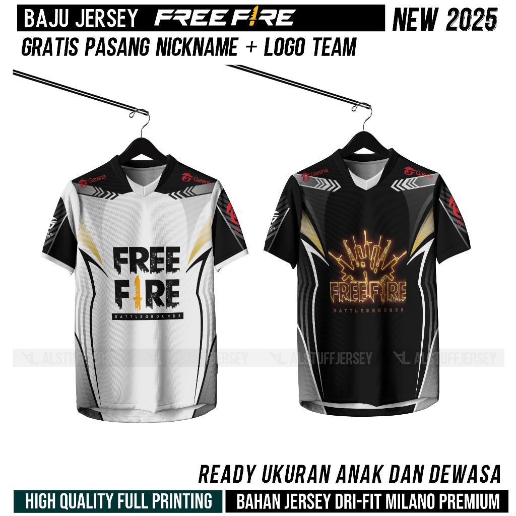 Jual Baju Jersey FF FreeFire 2025 Premium Terbaru Gratis Pasang ...