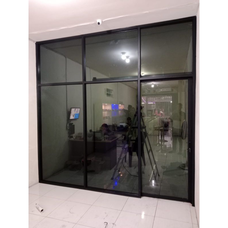 Jual Partisi sekat ruangan full kaca Ribent 6mm dan pintu sliding ...
