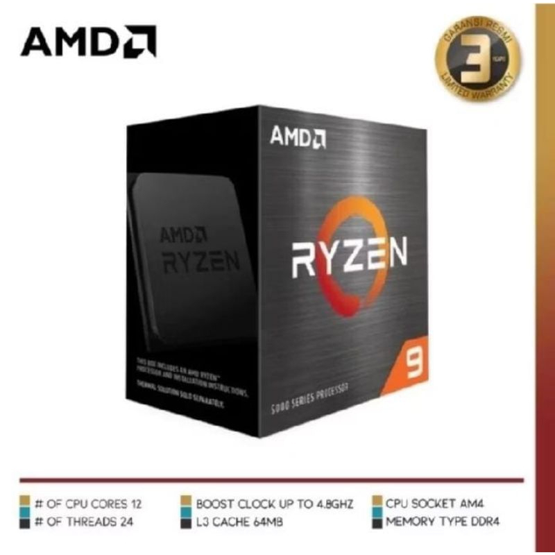 Jual AMD RYZEN 9 5900X PROSES AMD AM4 ZEN3 VERMEER 12CORE | Shopee Indonesia