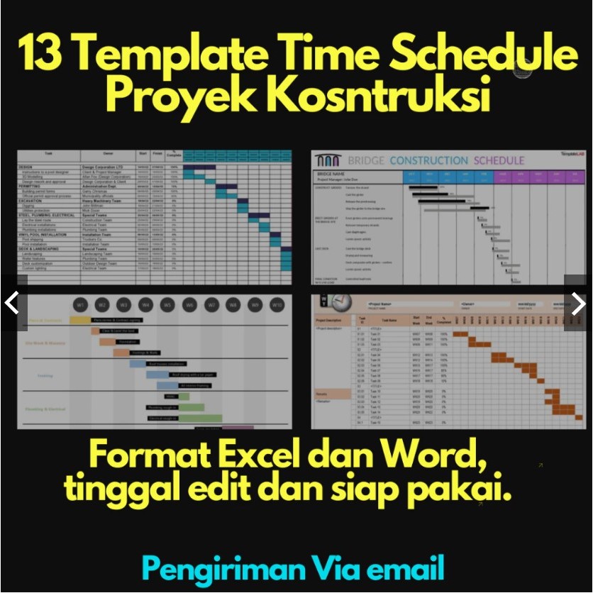 Jual 13 Template Time Schedule Proyek Kosntruksi tinggal edit dan siap ...