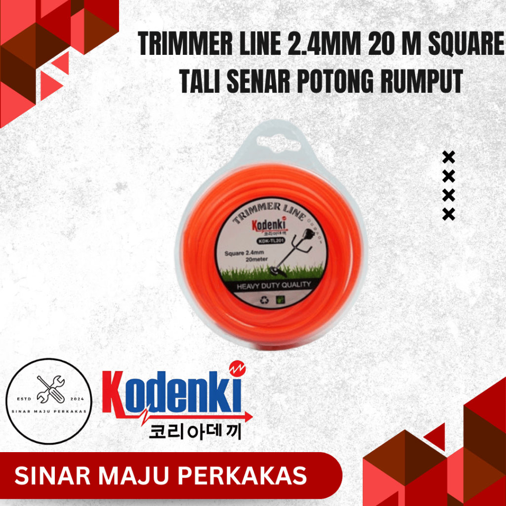Jual KODENKI TL201 Trimmer Line 2.4mm 20 M Square Tali Senar Potong ...