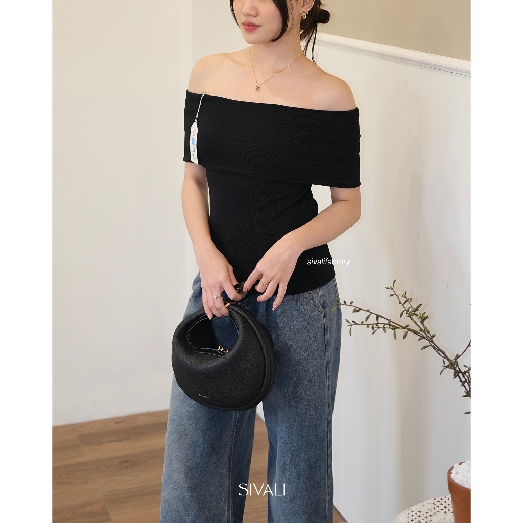 Jual SIVALI Fio Off Shoulder Knit Top - Atasan Wanita Knitwear Sabrina Sleeveless - Korean Top ...