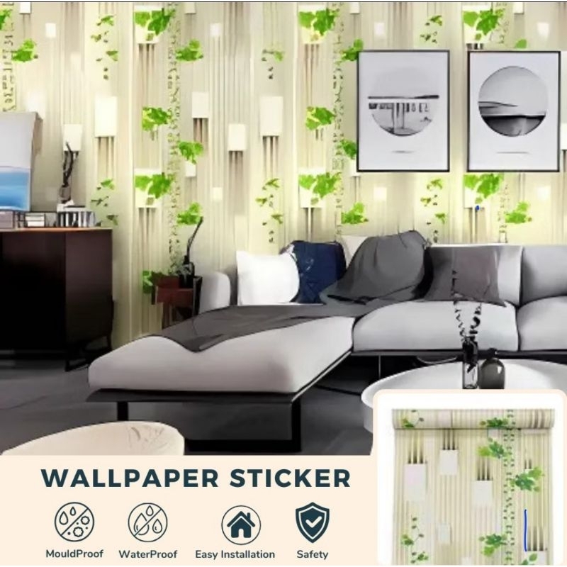 Jual wallpaper sticker dinding motif daun pagar 8m x 45cm | Shopee Indonesia
