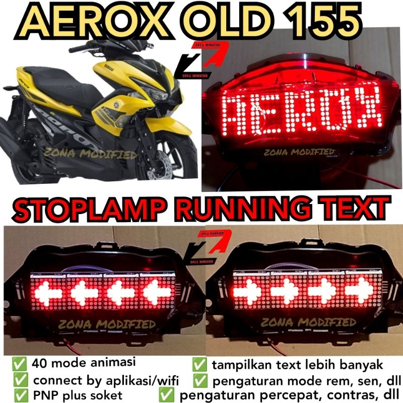 Jual Stoplamp Running Text Animasi Aerox 155 Old 51 Mode Lampu LED Rem ...