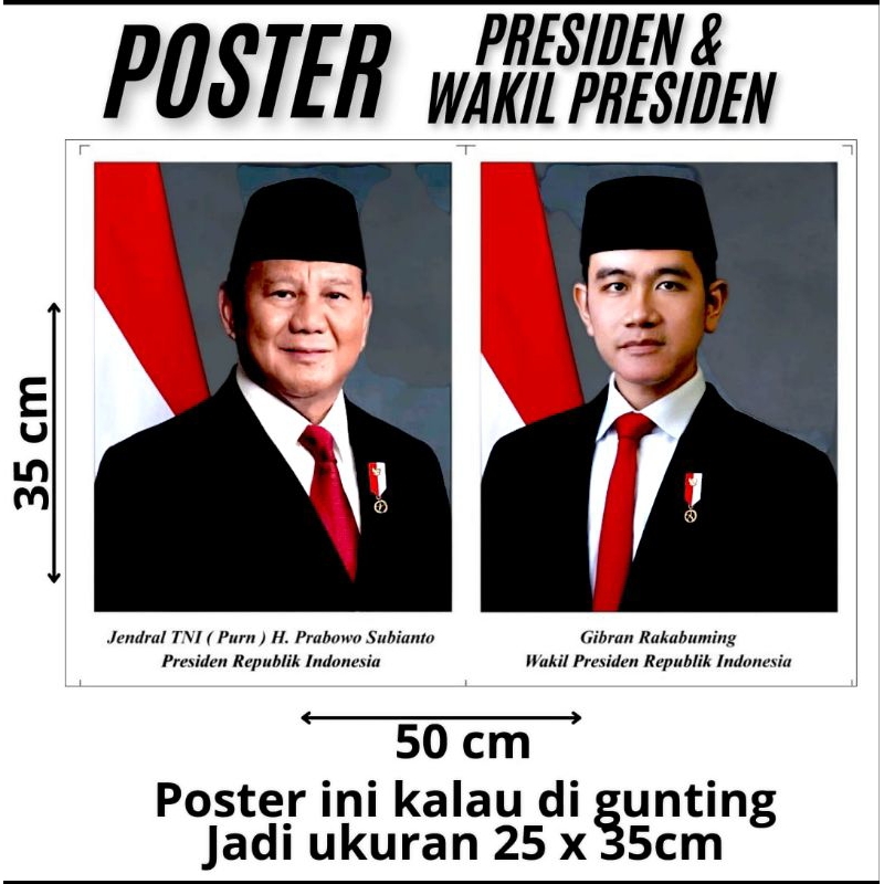 Jual poster presiden dan wakil presiden terpilih 2024-2029 dalam satu ...