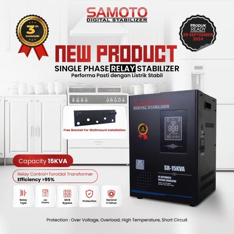 Jual SAMOTO RELAY STABILIZER 15KVA AVR STABILIZER SINGLE PHASE RELAY ...