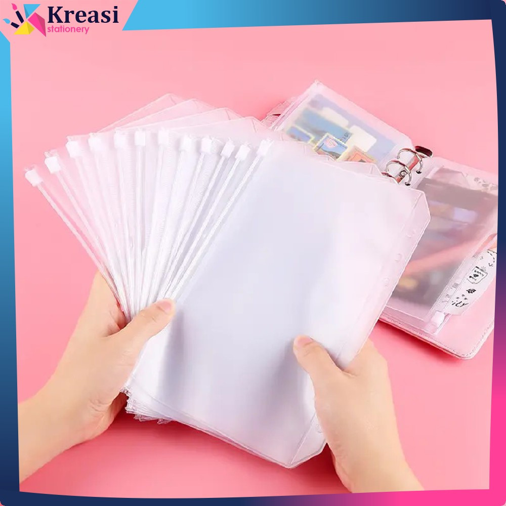 Jual Transparent Hand Book Bags Ziplock 6 Hole / Zipper Pocket Binder ...