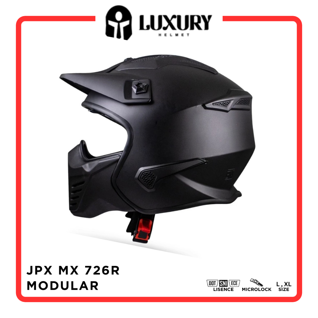 Jual Helm Modular JPX MX 726R Solid Warna Black Doff/Hitam Doff | Shopee Indonesia