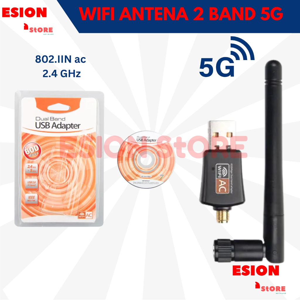Jual WIFI ANTENA 2 BAND 2.4Gz 5G 600 MBPS / WiFi With Antenna PC Mini ...