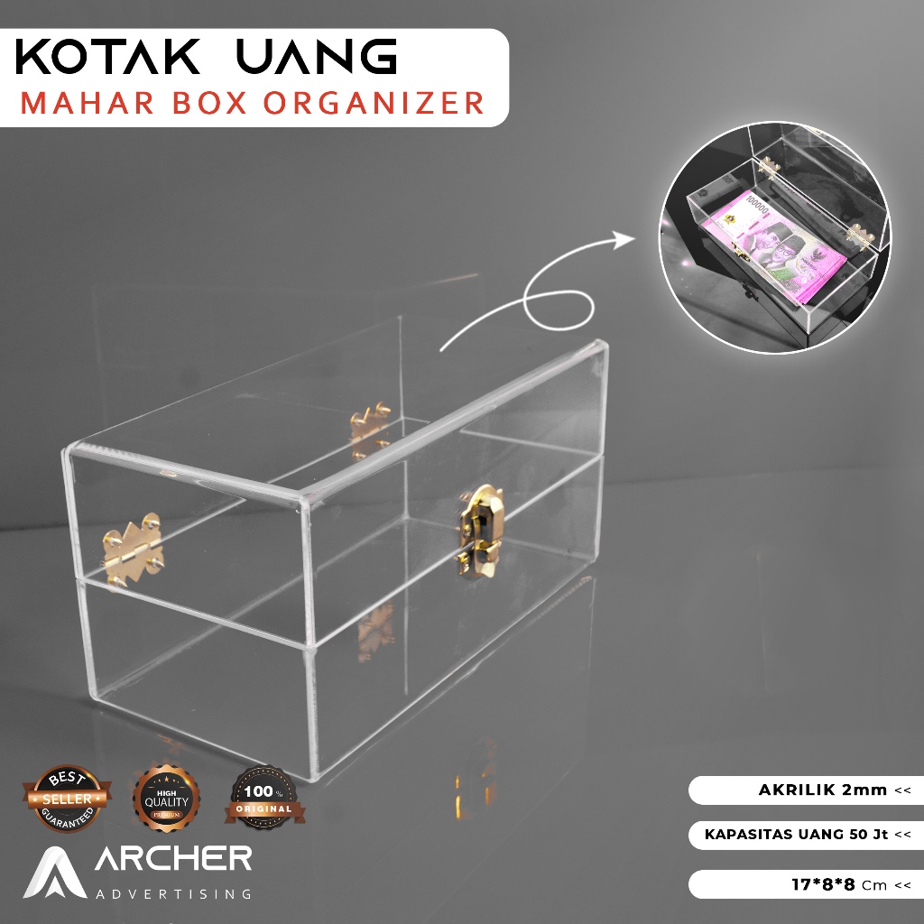 Jual KOTAK UANG MAHAR BOX ORGANIZER ENGSEL AKRILIK | Shopee Indonesia