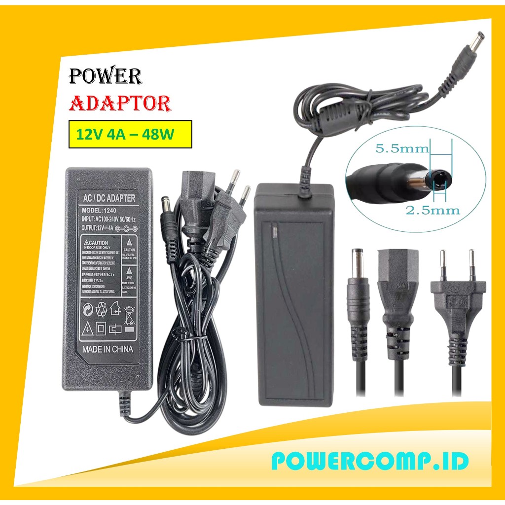 Jual VBS DC 12V 4A Power Adapter! 100-240V AC to DC 12V 4A 48W Power Suppy with Barrel Connector ...