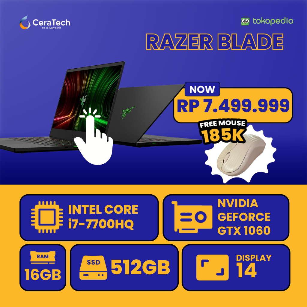 Jual Laptop Gaming Razer Blade RZ09 Touchscreen - Intel core i7 - Ram ...
