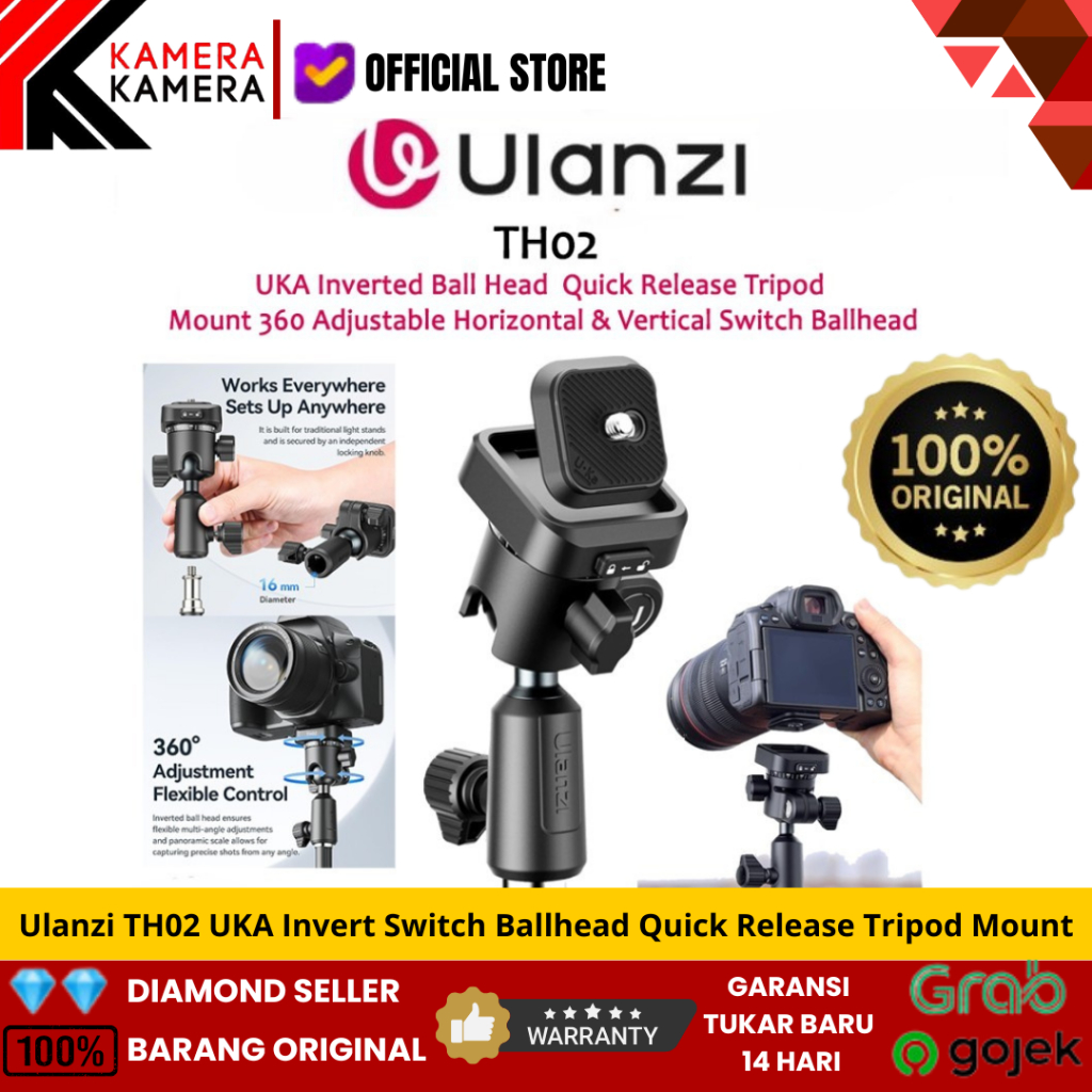 Jual Ulanzi TH02 UKA Invert Switch Ballhead Quick Release Tripod Mount ...