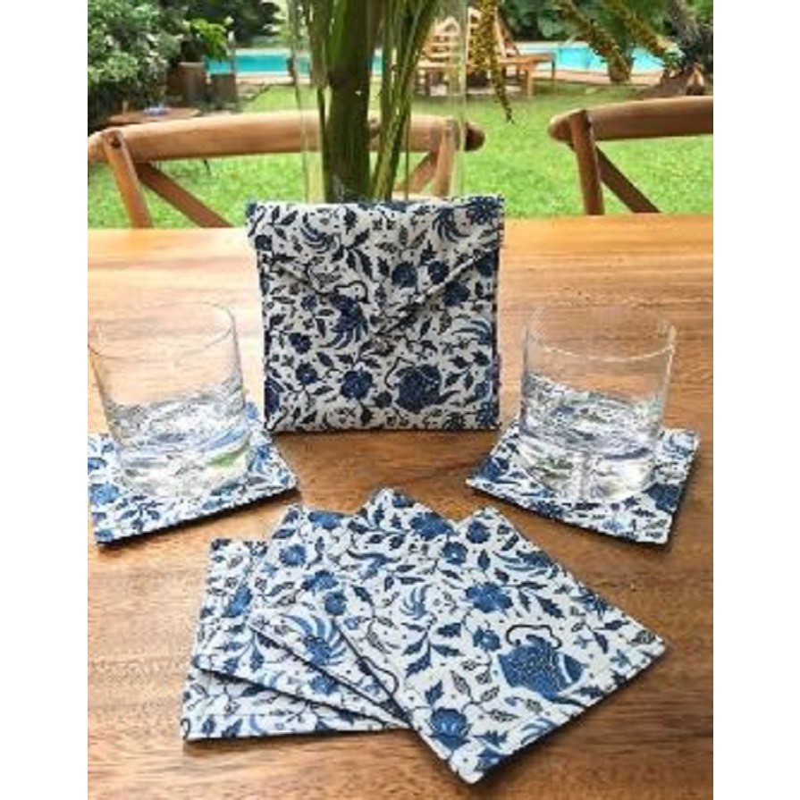 Jual Coaster Batik Biru Putih / Blue& White Batik Coaster-Cheshire ...