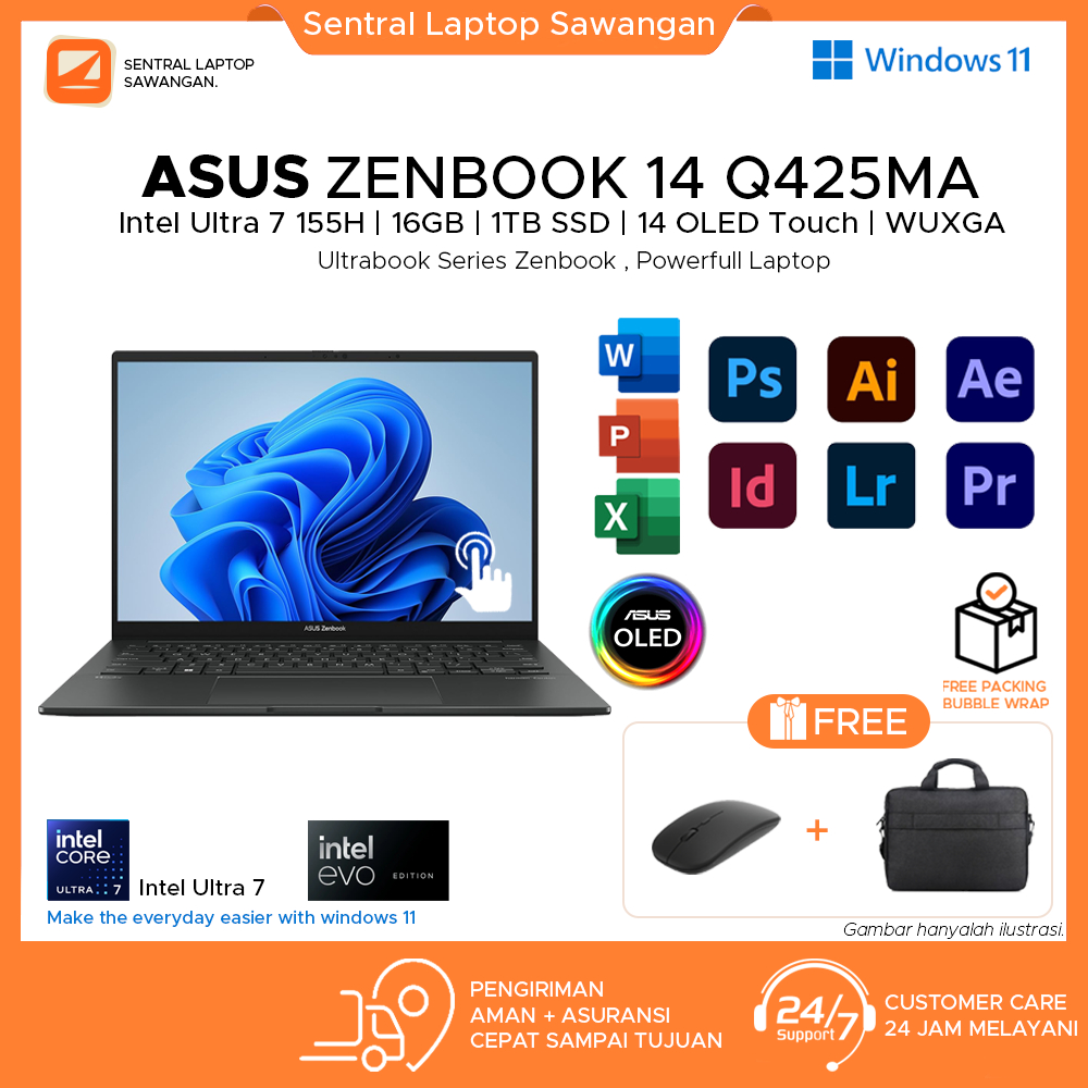 Jual ASUS ZENBOOK 14 Q425MA Laptop Intel Ultra 7 155H 16GB 2TB SSD 14 ...
